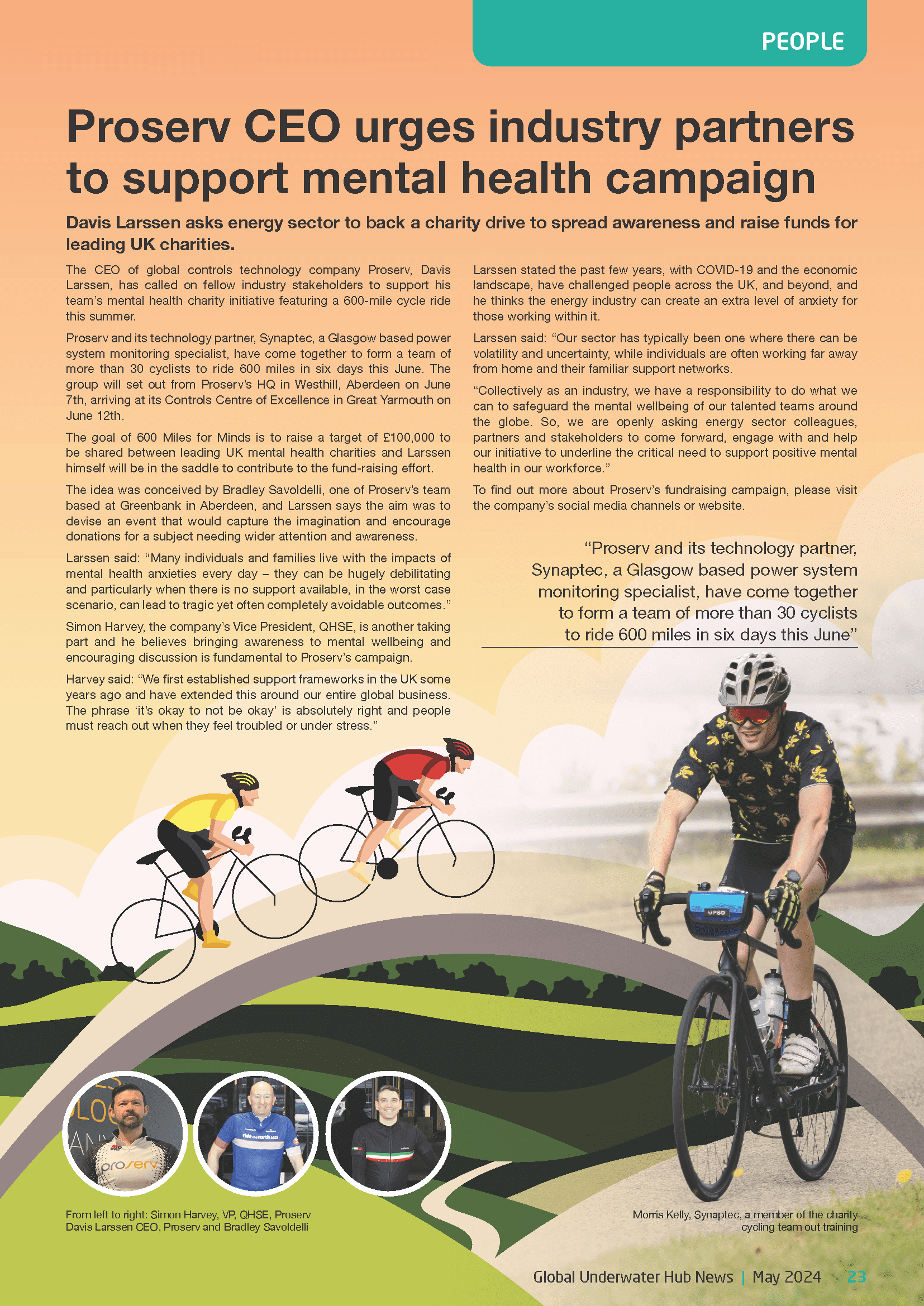 GUH features 600 Miles for Minds charity cycling campaign | Proserv